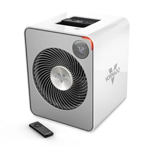 vornado vmh500 whole room metal heater with auto climate, 2 heat settings, adjustable thermostat, 1-12 hour timer, and remote, ice white