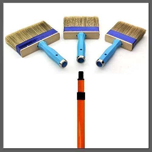 Kingorigin Deck Paint Brush, 3 Pack Thick Paint Brushes (4", 5", 6") for Faster Coverage, Compatible with Most Extension Poles, Stain Brushes for Wood, Deck, Walls, Fence and House