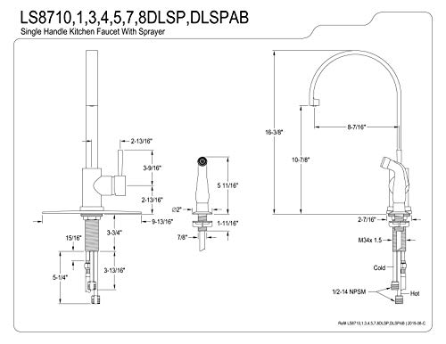 Kingston Brass LS8710DLSP Concord Kitchen Faucet, Matte Black