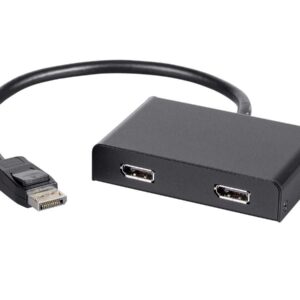 Monoprice DisplayPort 1.2 to DisplayPort Multi-Stream Transport (MST) Hub - 2-Port, DP to DP, Ideal for Digital Signage, Large Video Displays in Schools, 7.6 x 5.8 x 1.3