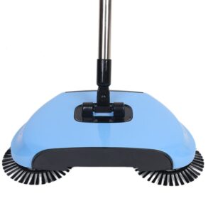 household sweeping machine,hand push-type automatic without electricity sweeper broom portable cleaning machine 3 in 1 dustpan and trash bin (blue)