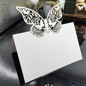 vanki pack of 50 wedding party table name place cards favor decor butterfly laser cut design