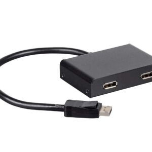 Monoprice DisplayPort 1.2 to DisplayPort Multi-Stream Transport (MST) Hub - 2-Port, DP to DP, Ideal for Digital Signage, Large Video Displays in Schools, 7.6 x 5.8 x 1.3