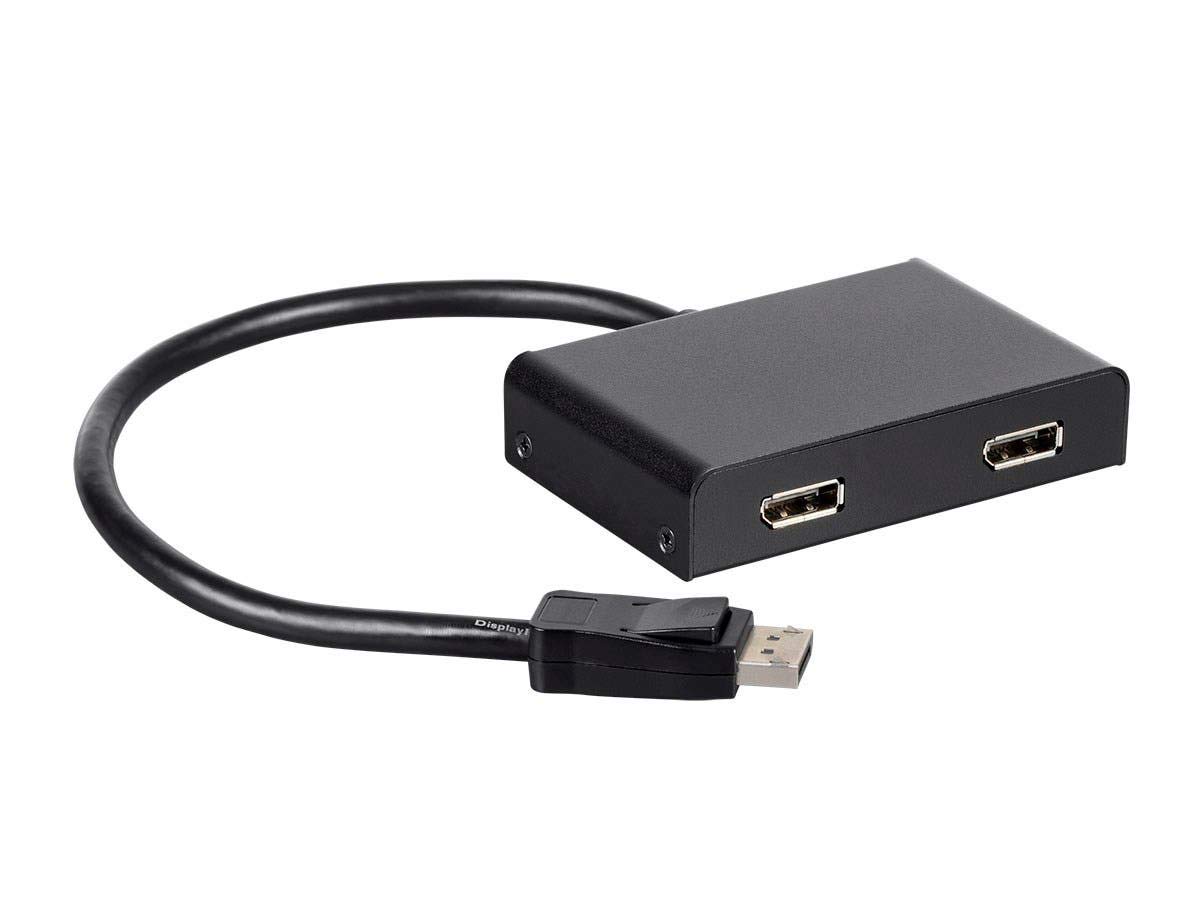 Monoprice DisplayPort 1.2 to DisplayPort Multi-Stream Transport (MST) Hub - 2-Port, DP to DP, Ideal for Digital Signage, Large Video Displays in Schools, 7.6 x 5.8 x 1.3