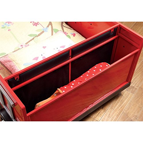 Furniture of America Jennen Novelty Metal Fire Truck Twin Bed in Red