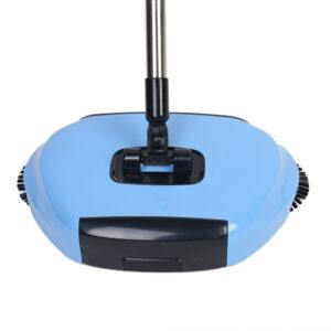 Household Sweeping Machine,Hand Push-Type Automatic Without Electricity Sweeper Broom Portable Cleaning Machine 3 in 1 Dustpan and Trash Bin (Blue)