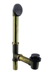 westbrass 14" 17 gauge brass tip-toe drain bath waste and overflow with 2-hole faceplate, matte black, d325-62