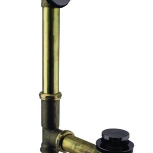 Westbrass 14" 17 Gauge Brass Tip-Toe Drain Bath Waste and Overflow with 2-Hole Faceplate, Matte Black, D325-62