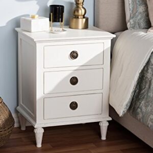 Baxton Studio 3-Drawer, White Wash