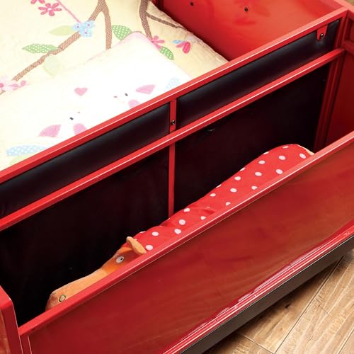 Furniture of America Jennen Novelty Metal Fire Truck Twin Bed in Red