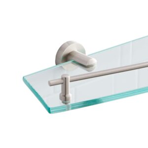 naiture collection tempered glass shelf in brushed nickel finish