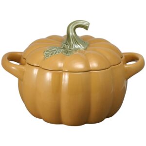 pfaltzgraff pumpkin casserole dish, 12.25 inches, orange, green