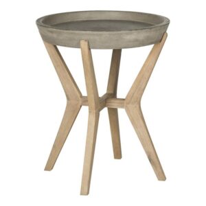 safavieh outdoor collection celeste modern concrete round 21.2-inch end table