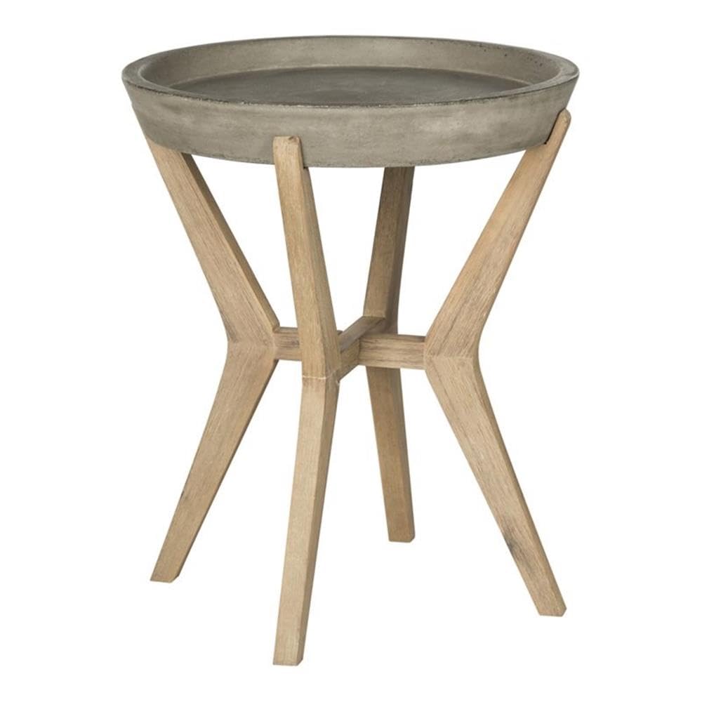 Safavieh Outdoor Collection Celeste Modern Concrete Round 21.2-inch End Table