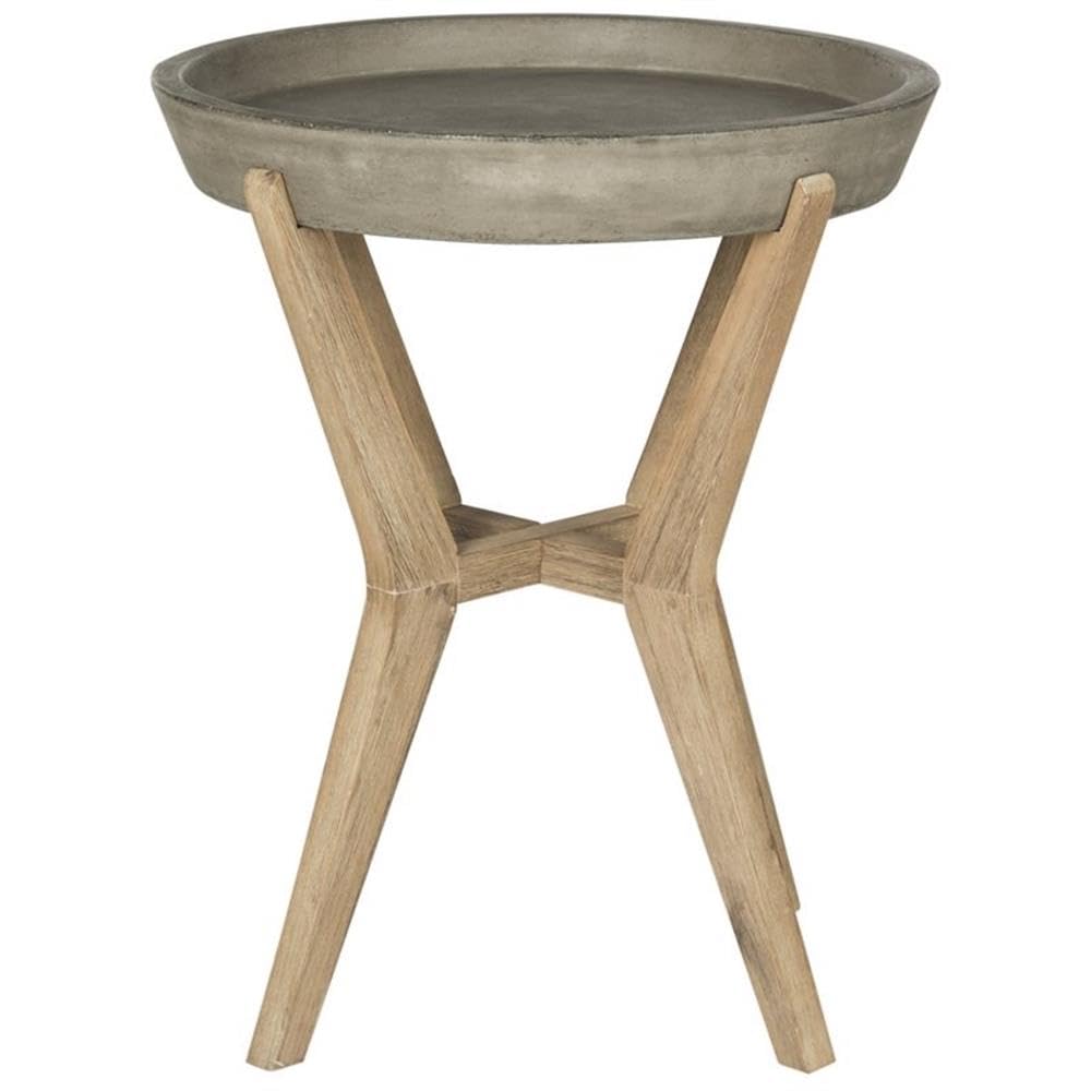 Safavieh Outdoor Collection Celeste Modern Concrete Round 21.2-inch End Table