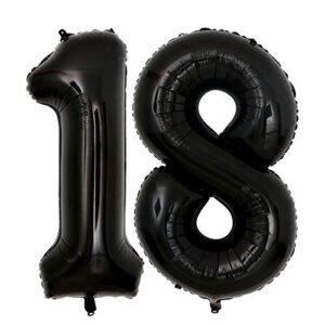 40inch jumbo black 18 number balloons for 18th birthday party decoration men women 18 years old birthday party supplies use them as props for photos (black 18)