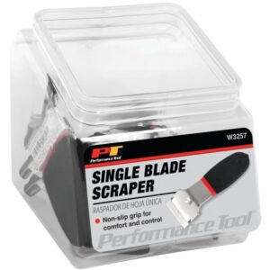 Performance Tool W3257 Non-Slip Razor Blade Scraper with 25 Degree Offset Head and Backward Blade Insertion for Safe Storage