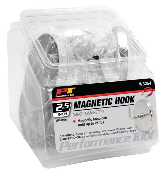 Performance Tool W3254 Heavy Duty Magnetic Hook with 25 lb. Capacity, Ideal for Garage, Workshop, Home or Office