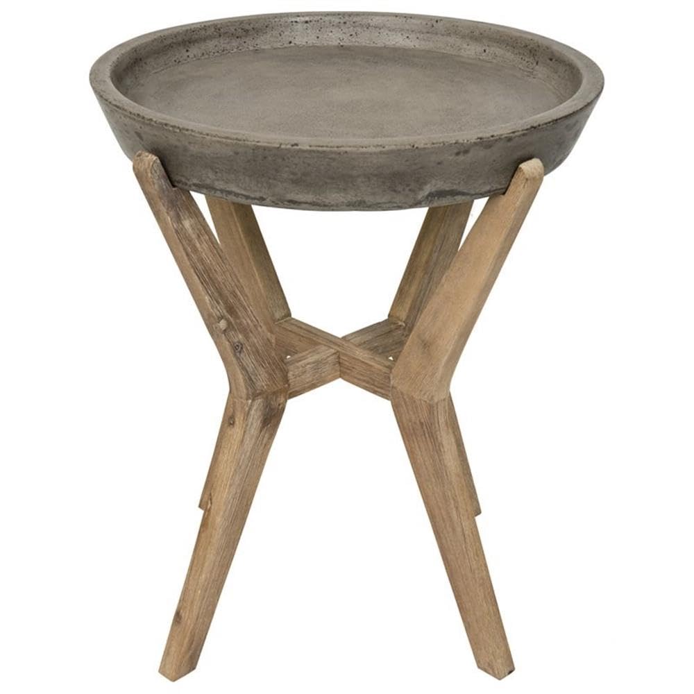 Safavieh Outdoor Collection Celeste Modern Concrete Round 21.2-inch End Table