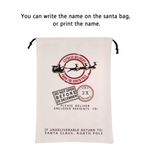 HBlife Personalized Santa Sack, Christmas Gift Bag Santa Bag Cotton with Drawstring Size 19.7 x27.6 Inch (Red)