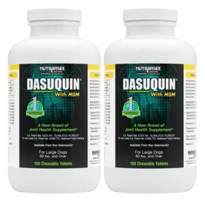 nutramax laboratories dasuquin with msm joint health supplement for large dogs - with glucosamine,msm,chondroitin,asu,boswellia serrata extract,and green tea extract,2 pack,300 total chewable tablets