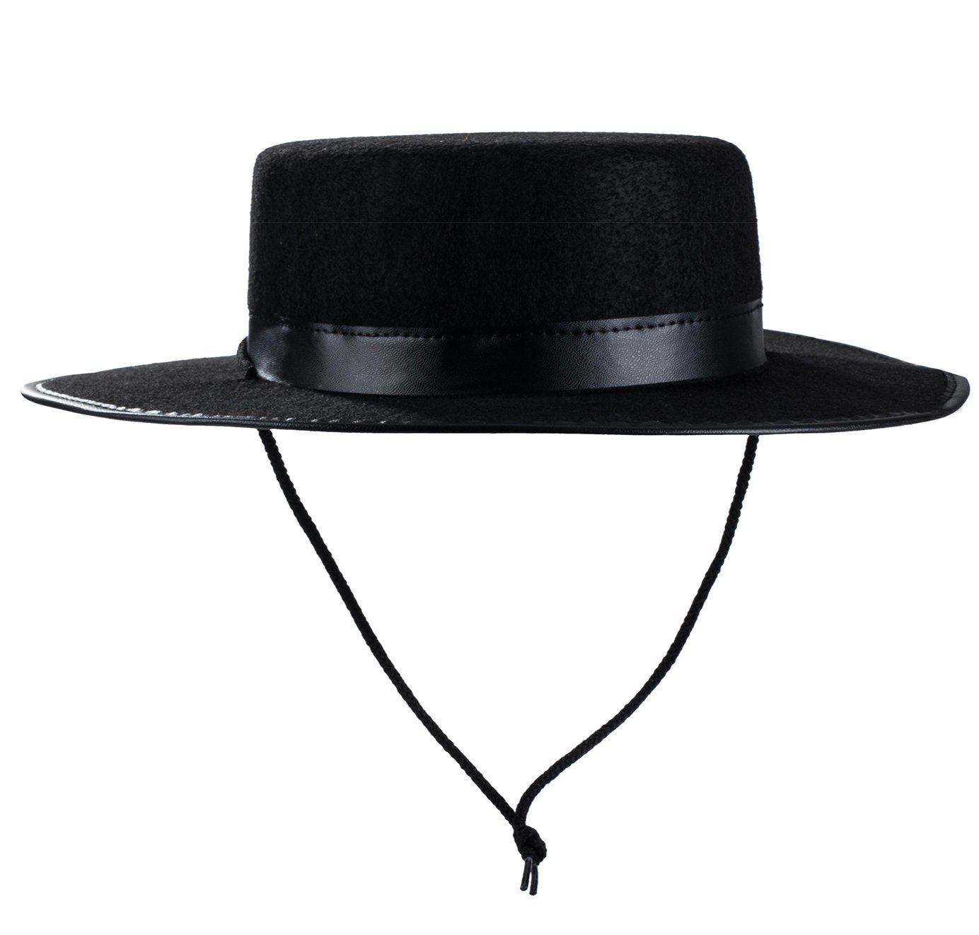 Tigerdoe Spanish Hat - Gaucho Hat - Amish Hat - Black Flat Top Fedora Costume Hats