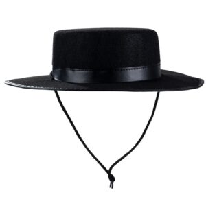 tigerdoe spanish hat - gaucho hat - amish hat - black flat top fedora costume hats