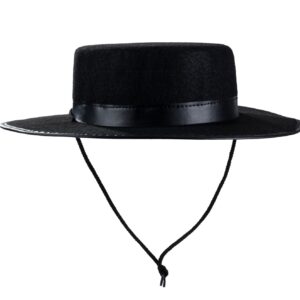 Tigerdoe Spanish Hat - Gaucho Hat - Amish Hat - Black Flat Top Fedora Costume Hats