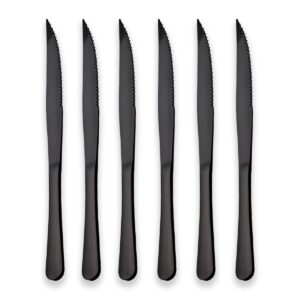 berglander black titanium plating stainless steel steak knives heavy-duty stainless steel steak knife set of 6 for chefs commercial kitchen great for bbq weddings dinners parties all homes & kitchens