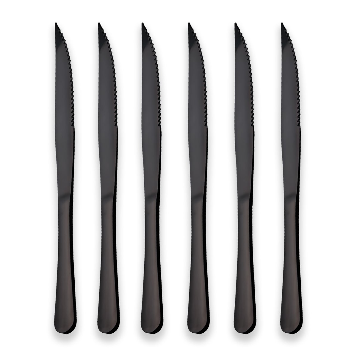 Berglander Black Titanium Plating Stainless Steel Steak Knives Heavy-Duty Stainless Steel Steak Knife Set of 6 for Chefs Commercial Kitchen Great For BBQ Weddings Dinners Parties All Homes & Kitchens