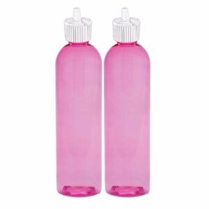 moyo natural labs turret spout 8 oz empty liquid bottle with adjustable dispenser (pack of 2, pink)