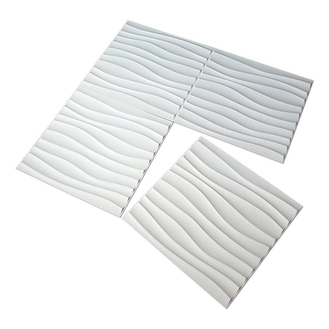 Art3d Plastic 3D Wall Panel PVC Wave Wall Design, White, 19.7" x 19.7" (12-Pack)