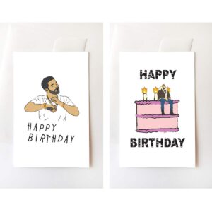 2 pack - 6 god dancing & cake birthday cards (4.25x5.5 inch)