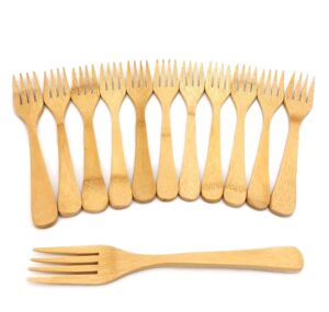 japanbargain 4108, set of 12 bamboo dinner forks for appetizer furit dessert snack resuable dishwasher safe, 8.25-inch