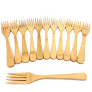 JapanBargain 4108, Set of 12 Bamboo Dinner Forks for Appetizer Furit Dessert Snack Resuable Dishwasher Safe, 8.25-inch