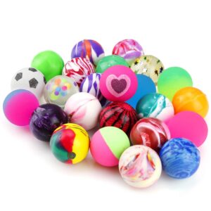 pllieay 24 pieces bouncy balls small bouncy balls for kids, rubber balls 25mm mixed color party bag filler for party favors, christmas stocking stuffers, classroom prizes, and pet toy