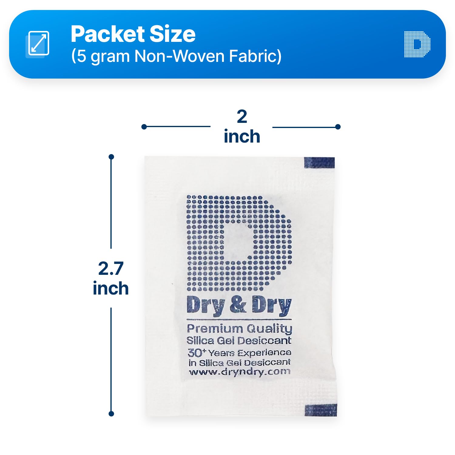 Dry & Dry 5 Gram [30 Packets] Silica Gel Packets, Desiccants - Rechargeable Fabric Silica Gel Packs, Silica Gel, Silica Packets, Desiccant Packs for Storage