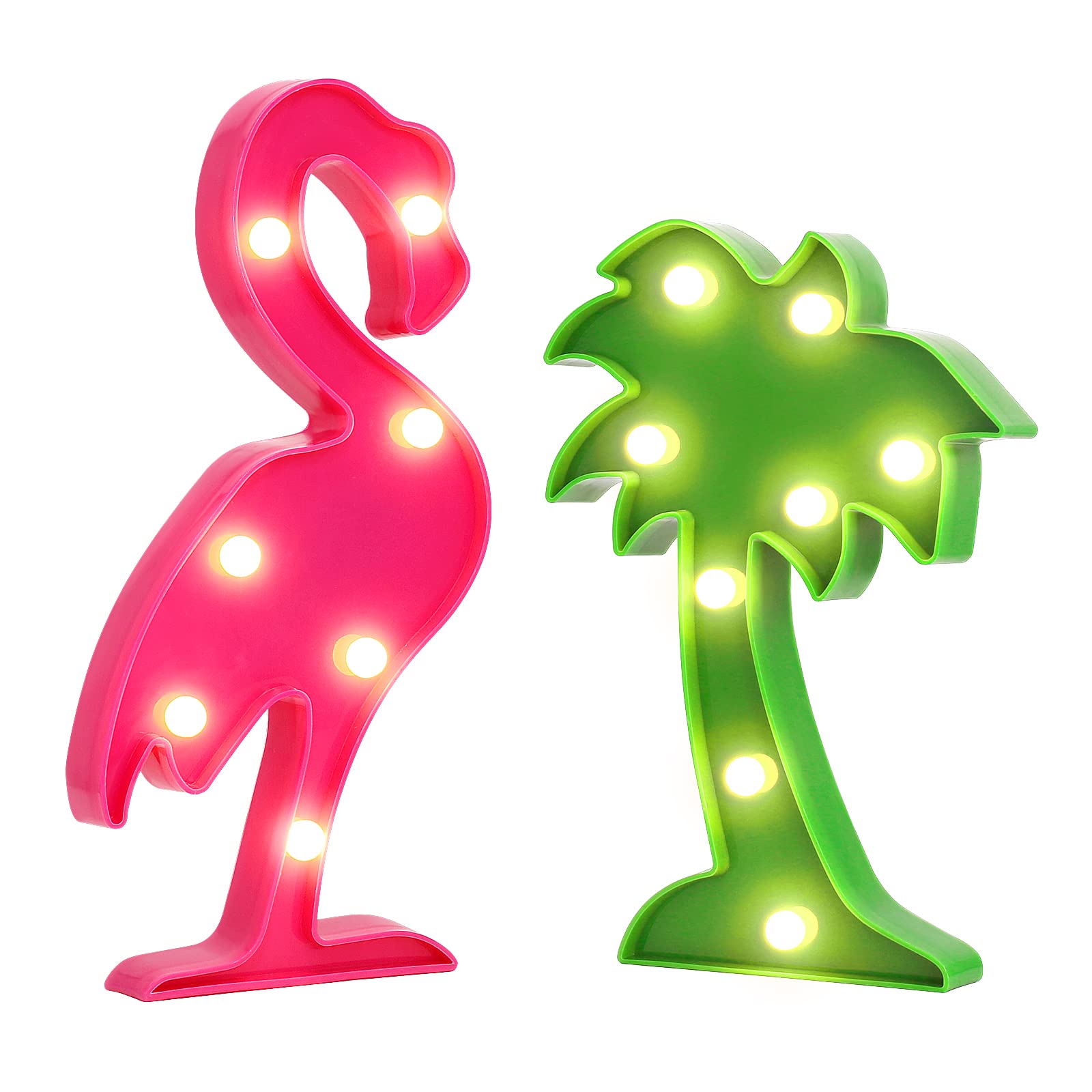 AceList Tropical Luau Party Supplies Flamingos Palm Trees Sign Light for Hawaiian Themed Party Decoration Birthday Bedroom Wall Decor Table Centerpieces