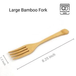 JapanBargain 4108, Set of 12 Bamboo Dinner Forks for Appetizer Furit Dessert Snack Resuable Dishwasher Safe, 8.25-inch