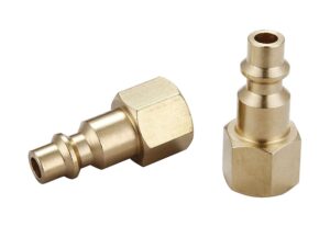 t tanya hardware air hose fittings and air coupler plug, air compressor quick-connect fnpt female plug kit (industrial type d, 1/4-inch npt female thread, solid brass, 2 piece)