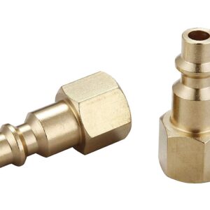 T TANYA HARDWARE Air Hose Fittings And Air Coupler Plug, Air Compressor Quick-Connect FNPT Female Plug Kit (Industrial Type D, 1/4-Inch NPT Female Thread, Solid Brass, 2 Piece)