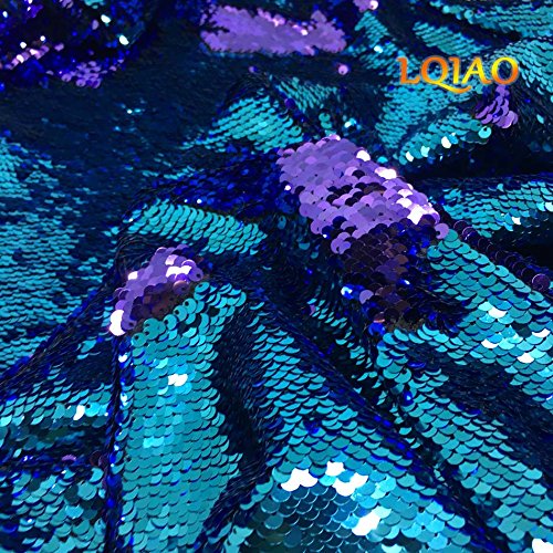 Turquoise Purple-Sequin Fabric Flip UP Reversible Sequin Fabric Shimmer Sewing Fabric Mermaid Sequins Fabric-Two Tone Sold by Half Yard