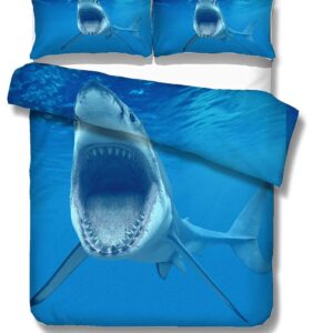 kebia 3D White Shark Duvet Cover Set Twin Bedding Sets for Kids Ultra Soft Microfiber 2 Piece Blue Cover Set with Pillowcase Decoration Room Home(Twin -Style 15)