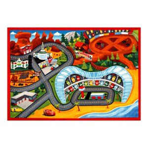 gertmenian kids playroom & game room carpet | disney pixar cars 3 childrens rug | kids novelty home decor, perfect area carpet for boys & girls playroom, bedroom | 54x78 large, red