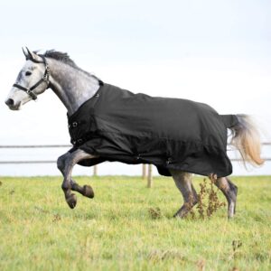 horze nevada medium weight 1200d waterproof horse turnout blanket (200g fill) - black - 75 in