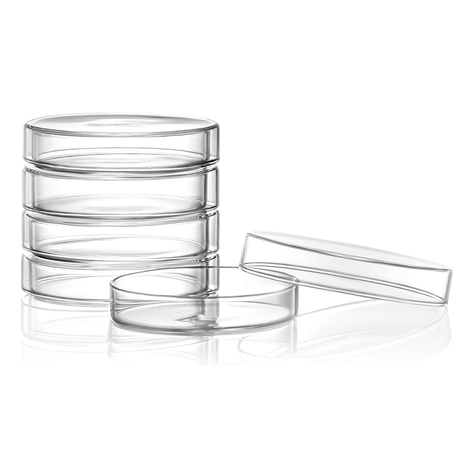 Huanyu 90mm Glass Petri Dish with Lids High Borosilicate Glass Petri Dishes Bacterial Culture Dishes for Lab Science Experiment (5pcs: 90mm)