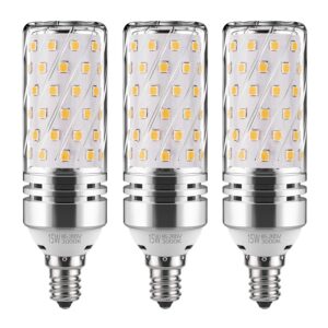 gezee e12 led corn bulbs,15w led candelabra light bulbs 120 watt equivalent, 1500lm, warm white 3000k led chandelier bulbs, decorative candle, 4.1in*2.1in, non-dimmable led lamp(3-pack)