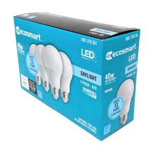 EcoSmart 40W Equivalent Daylight A19 Energy Star + Dimmable LED Light Bulb (4-Pack)