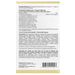 LactoBif Pet Probiotics, 5 Bllion CFU, for Dogs & Cats, 9 Active & Clinically Researched Probiotic Strains, Individually Double-foil Blister Sealed, 60 Veggie Capsules