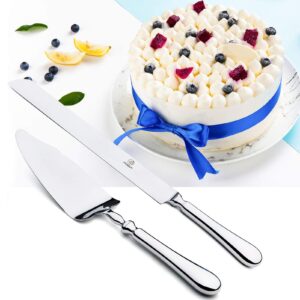 otw pavilion 2 piece wedding cake knife and server set,18/10 stainless steel cake cutting set pie server cake cutter knife for birthday,anniversary,holiday,baby shower,party